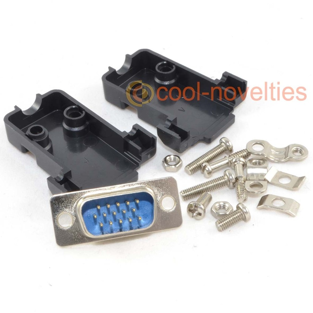 9 Way D-Sub Male Plug Connector & Black Hood