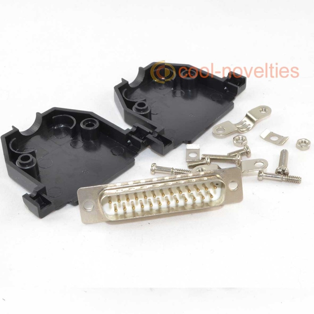 25 Way D-Sub Male Plug Connector & Black Hood