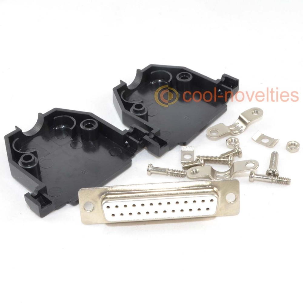 25 Way D-Sub Female Socket Connector & Black Hood