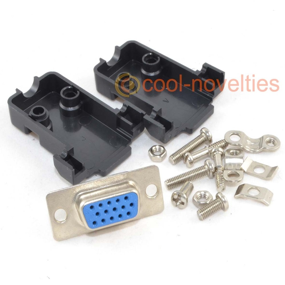 15 Way High-Density (HD) D-Sub Female Socket Connector & Black Hood