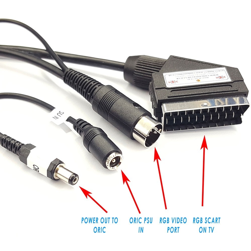 Oric 1 and Atmos RGB Scart Powered Video Cable